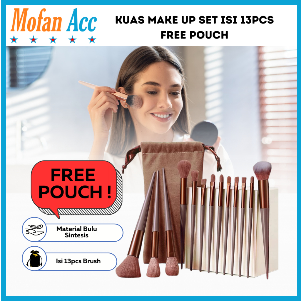 Jual Kuas Make Up Set 13pcs + Pouch / Brush Set Kosmetik isi 13 Super ...