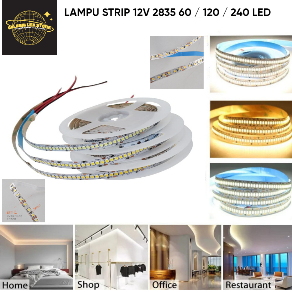 Jual LAMPU STRIP 12V 2835 LED SMD 60 LED 120 LED 240 LED DC 12 VOLT 5 METER | Shopee Indonesia