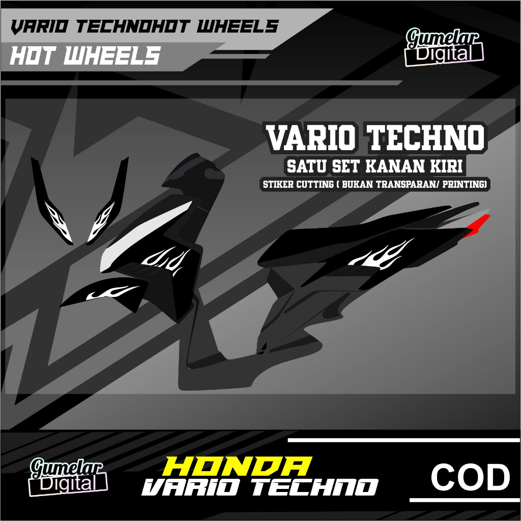 Jual CUTTING STIKER STRIPING VARIO TECHNO DESIGN API HOT WHEELS ...