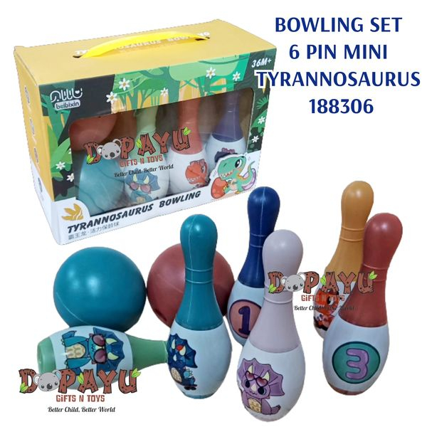 Jual MAINAN BOWLING SET 6 PIN MINI TYRANNOSAURUS Bola Bowling 188306 ...