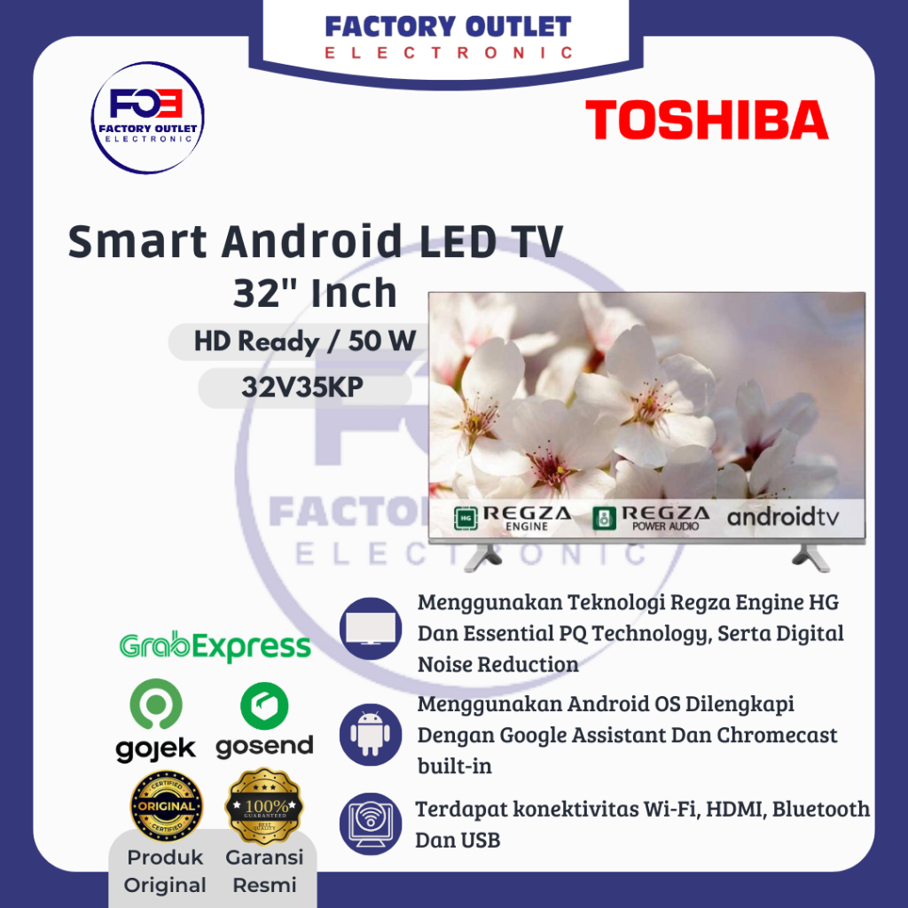 Jual TOSHIBA 32V35KP 32" Inch Smart Android LED TV Regza Engine HD Ready | Shopee Indonesia