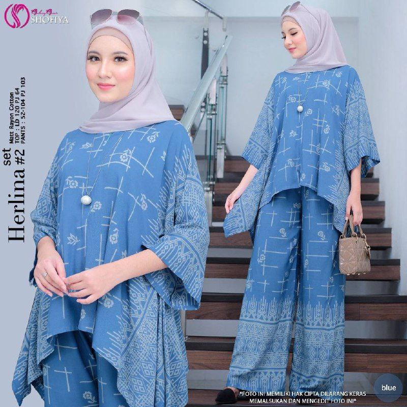 Jual Setelan Waka Herlina/New One Set Bahan rayon Premium Ld 140 Jumbo ...