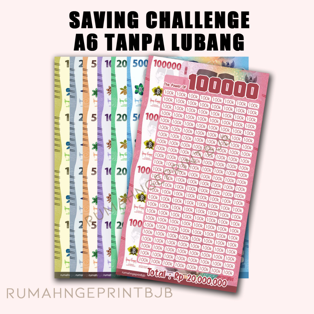 Jual THE POWER OF Money Saving Challenge Isi Kertas Binder A6 Tantangan Menabung ART PAPPER ...