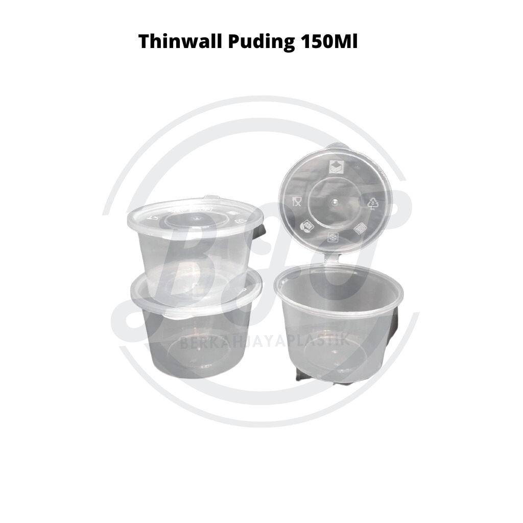 Jual Thinwall cup 150ml + tutup / cup sauce saos gelas puding agar jelly bahan plastik tebal ...