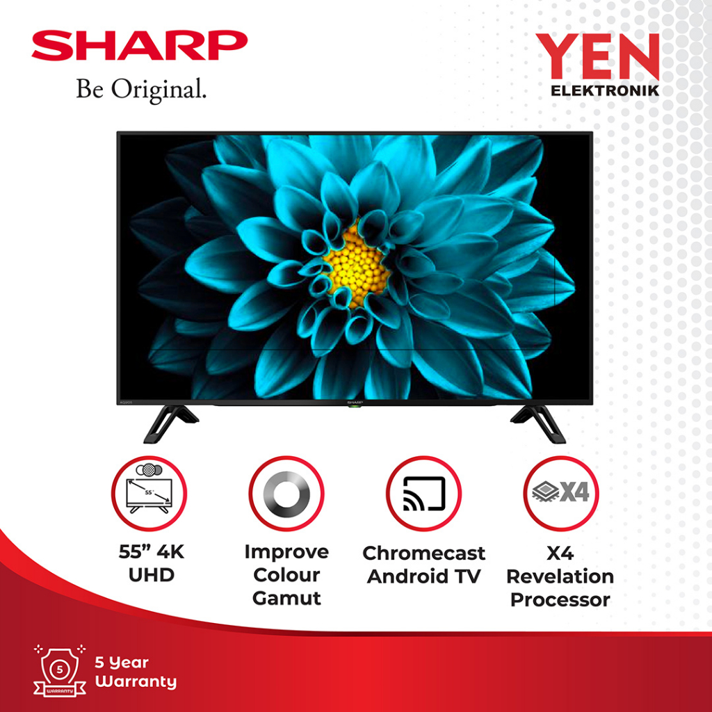 Jual Sharp LED TV 4K Frameless Android TV 4T-C55EK2X Black 55 inch ...