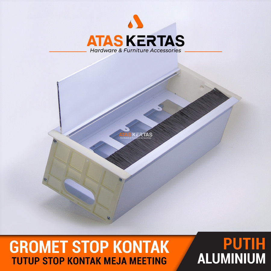 Jual stop kontak meja tanam custom - gromet meja - tutup lubang kabel colokan meja aluminium ...