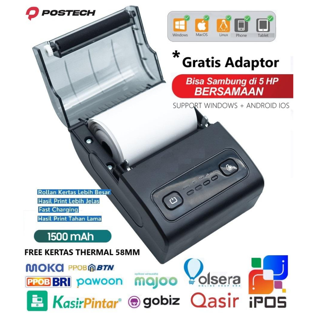 Jual PRINTER BLUETOOTH MINI STRUK KASIR PPOB ANDROID & iOS THERMAL 58MM PORTABLE BATERAI SUPPORT ...