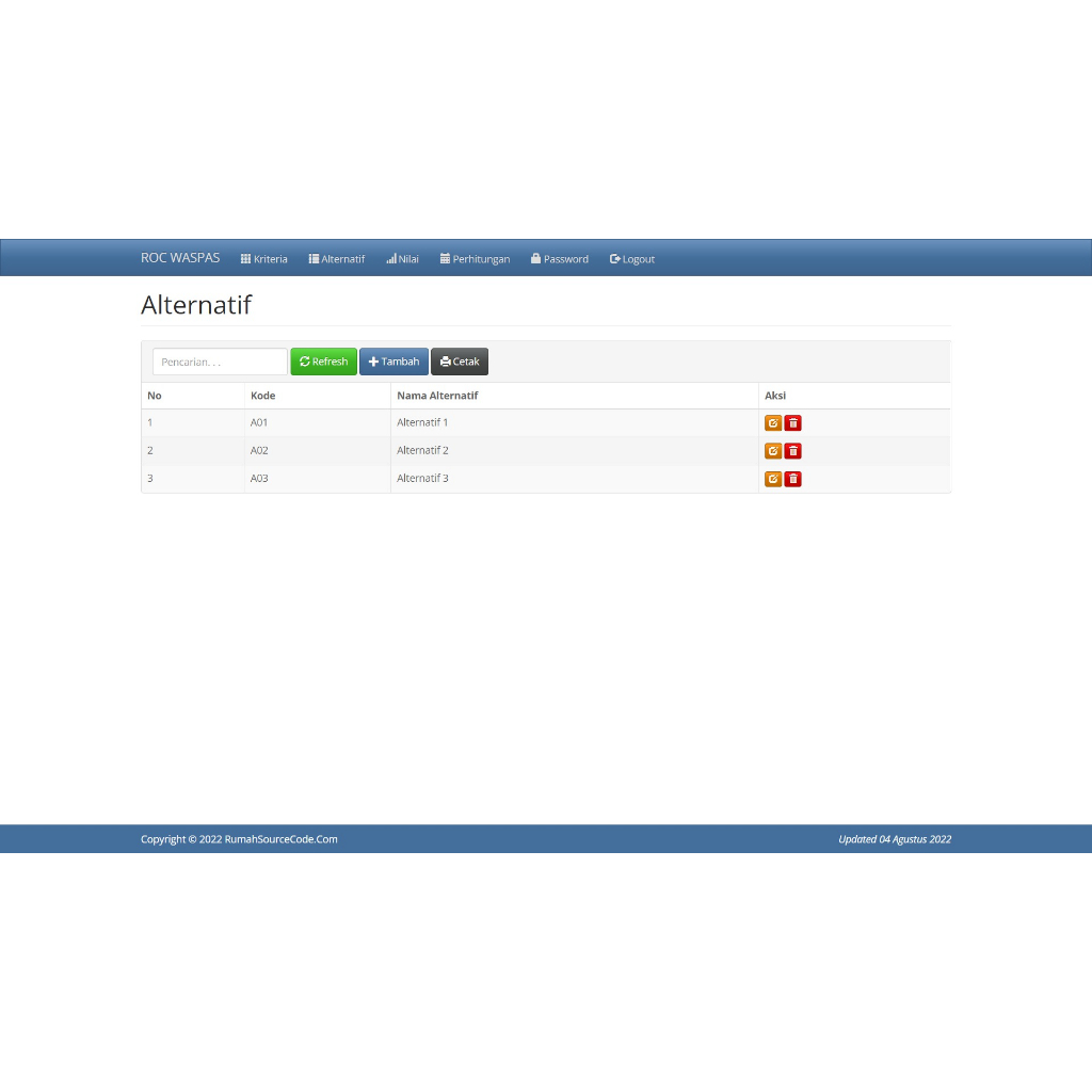 Jual Source Code SPK Metode ROC WASPAS PHP | Shopee Indonesia