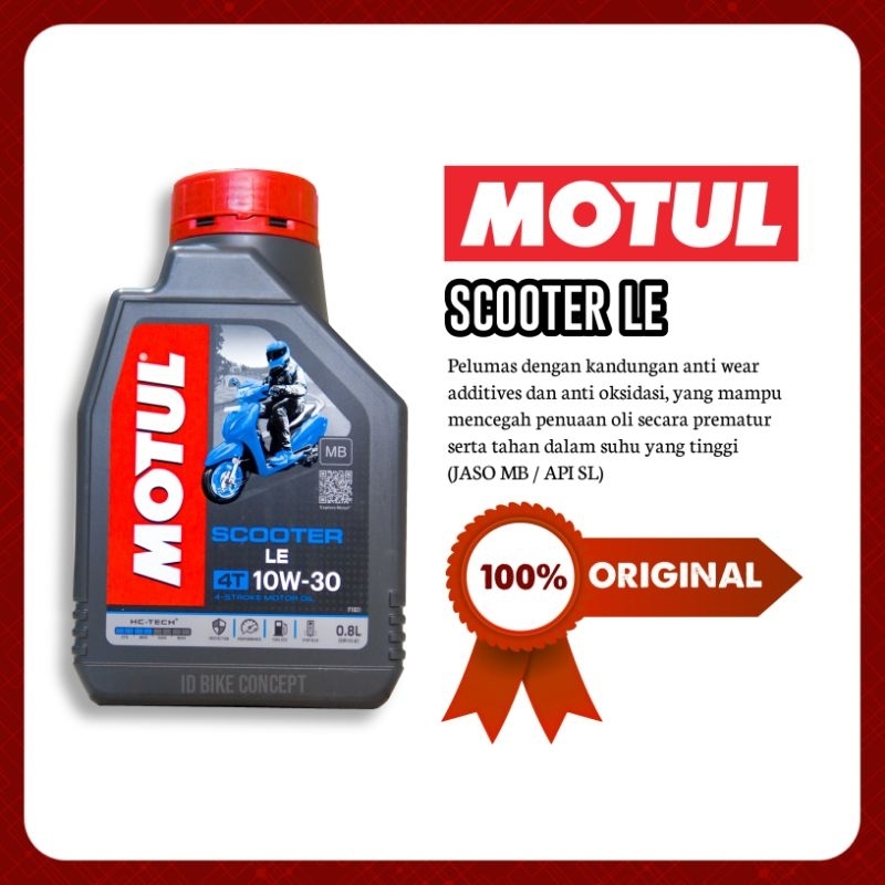 Jual OLI MOTOR MATIC MOTUL SCOOTER LE 10W-30 0.8L (ORIGINAL) | Shopee ...