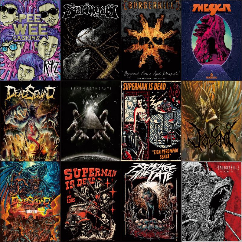 Jual Poster dinding band metal paket 55k isi 12 poster band metal punk ...