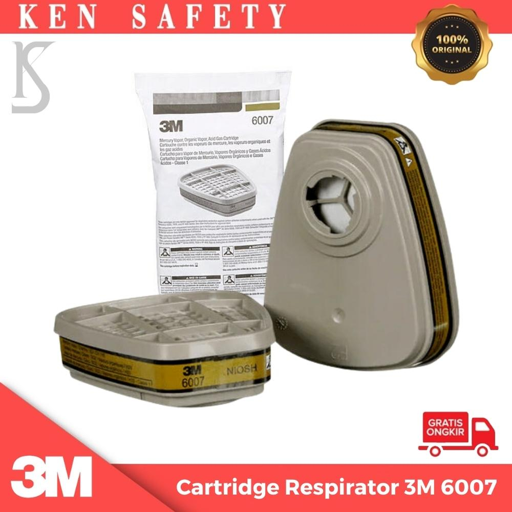 Jual 3M 6007 Cartridge Filter Masker Complete Set Acid Gas Filter Masker Respirator 1 Bag (Isi 2 ...