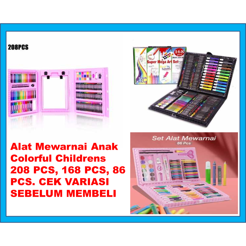 Jual SATU Set Alat Mewarnai Anak Colorful Childrens 86 PCS Set Crayon ...