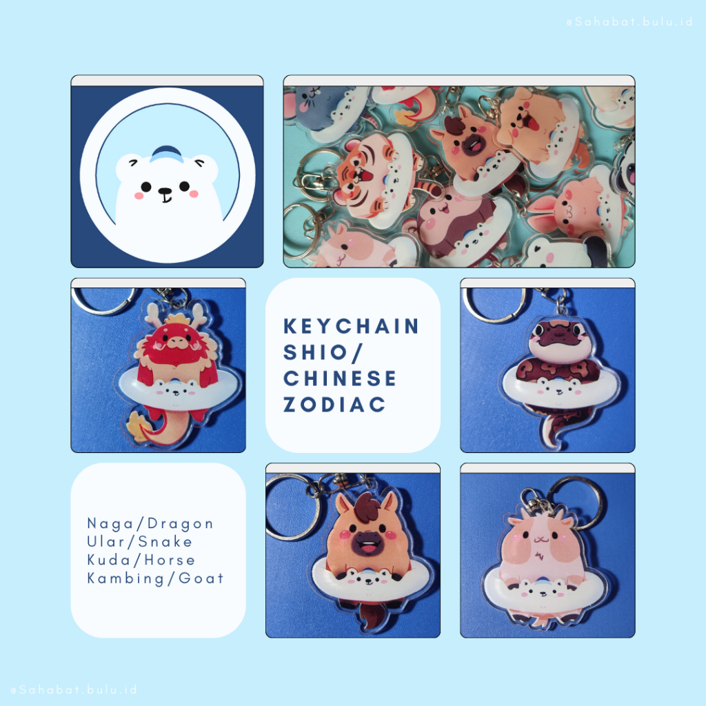 Jual Keychain / Gantungan kunci Shio / Chinese Zodiac lucu (naga, ular ...