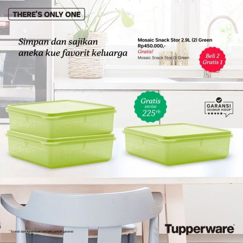 Jual Mosaic snack stor tupperware / tempat kue tupperware 1 pcs ...