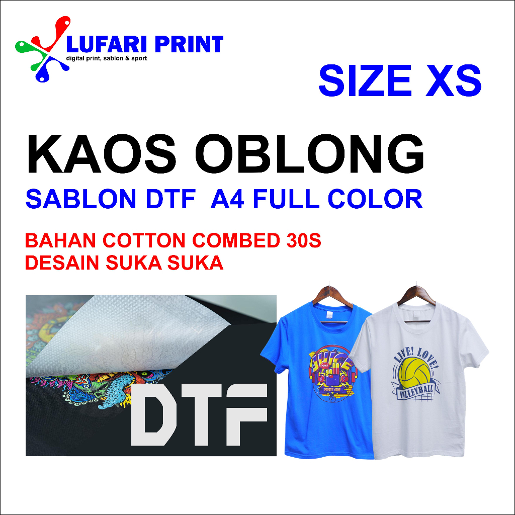 Jual Kaos Oblong Sablon DTF A4 size XS | Shopee Indonesia