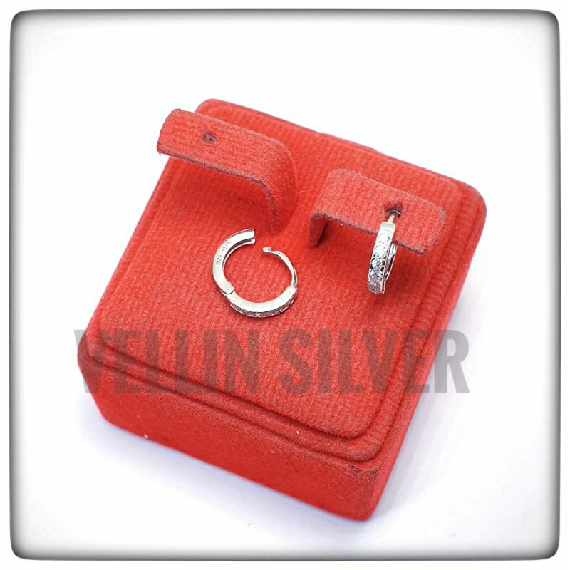 Jual Anting bulat perak 925 / perhiasan perak silver 925 lapis emas putih / anting jepit perak ...