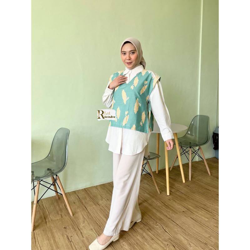 Jual Vest Batik Outer Rompi Tali Samping Batik Mega Mendung | Shopee ...
