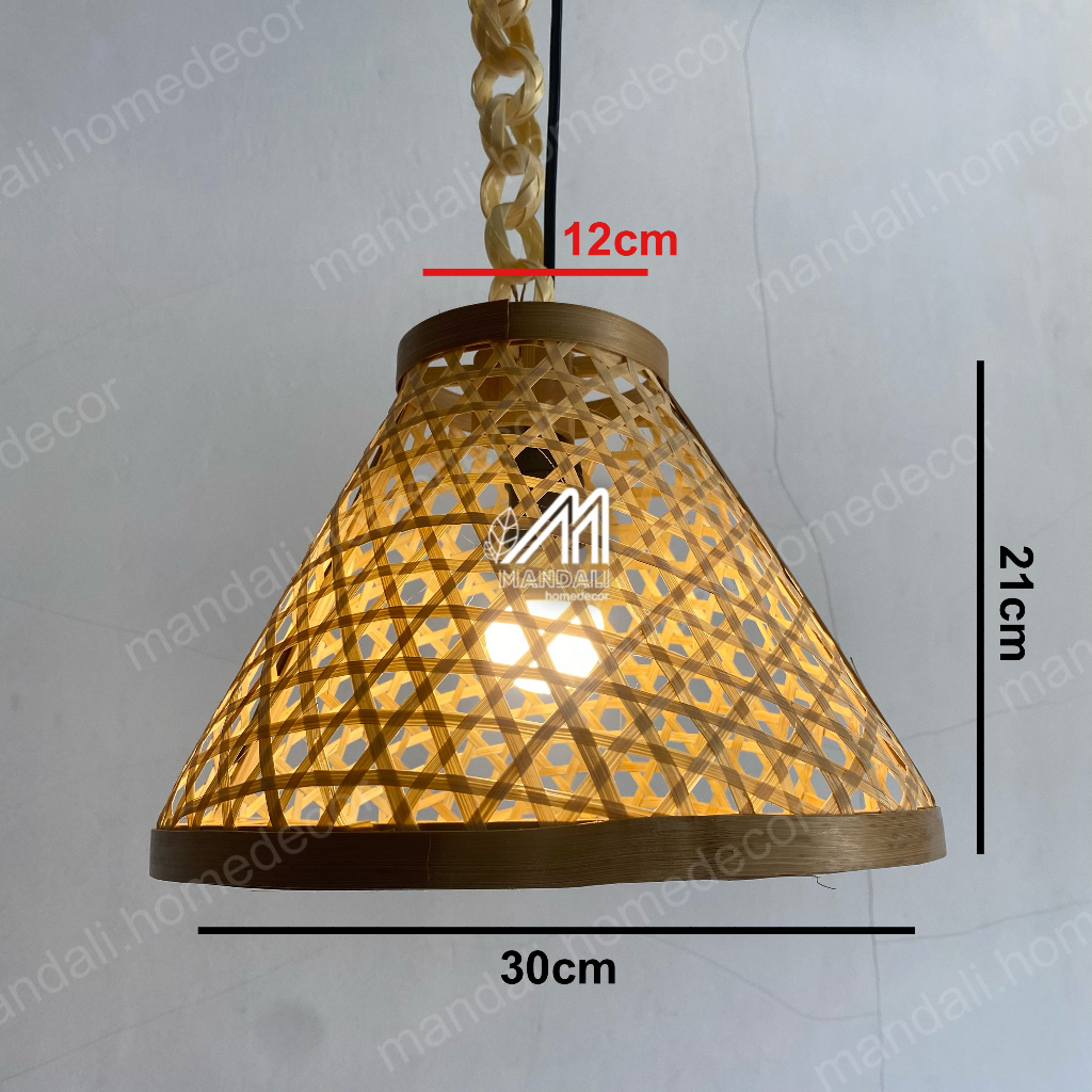 Jual Kap Lampu Gantung Bambu Lampu Dekorasi Model Kerucut Kerajinan ...