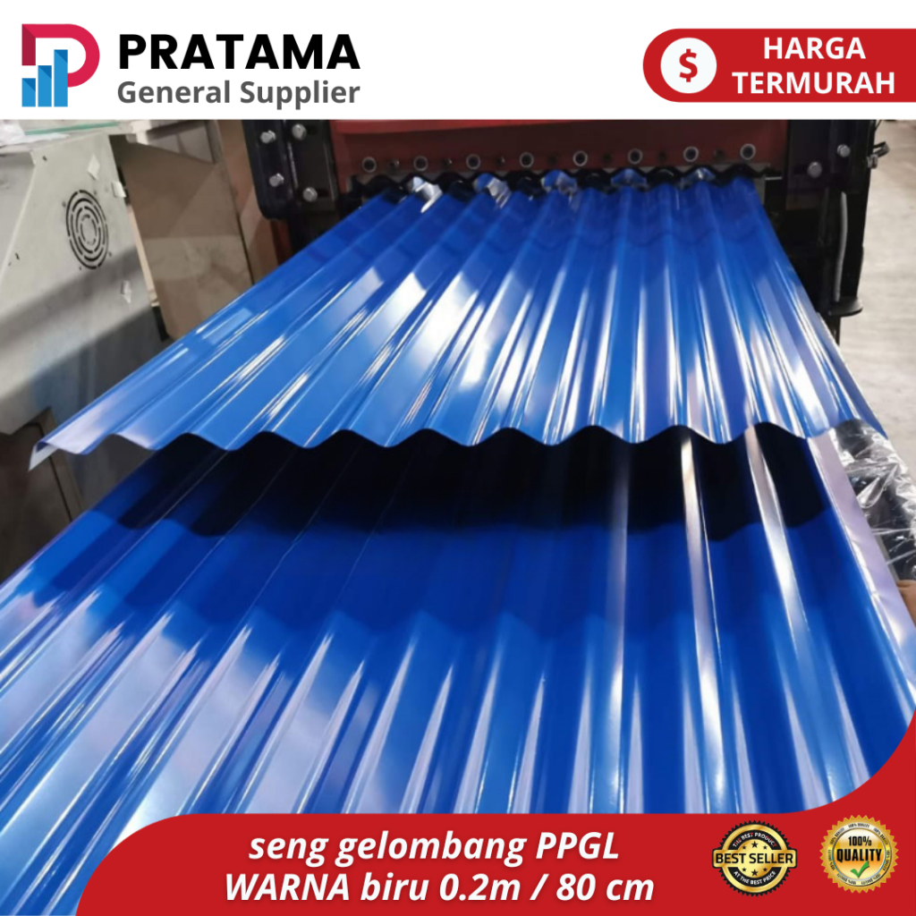 Jual atap seng gelombang 0.2mm / seng warna PPGL biru / permeter ...