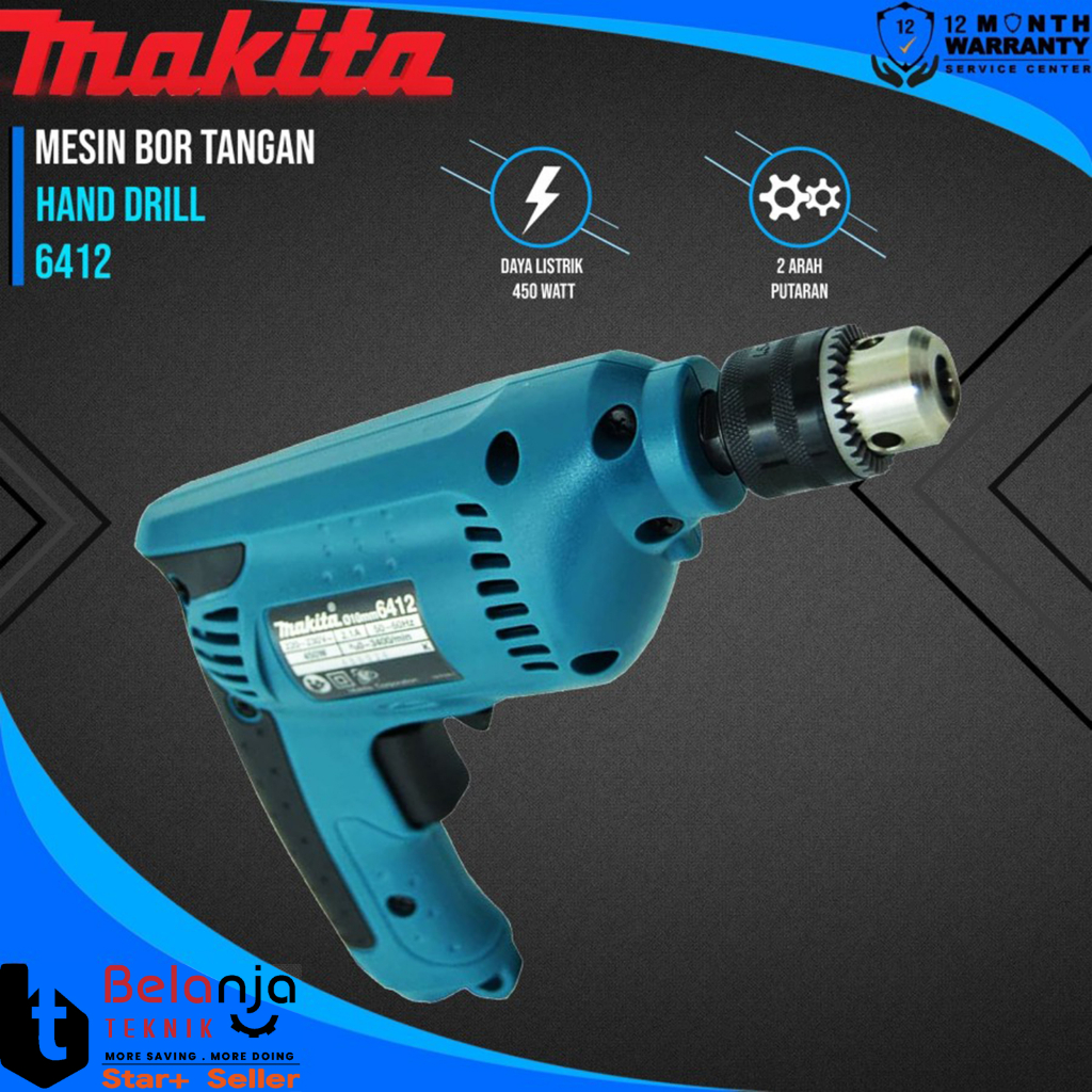 Jual Makita Mesin Bor Tangan 6412 450 Watt 10 MM 2 Arah Putaran ...