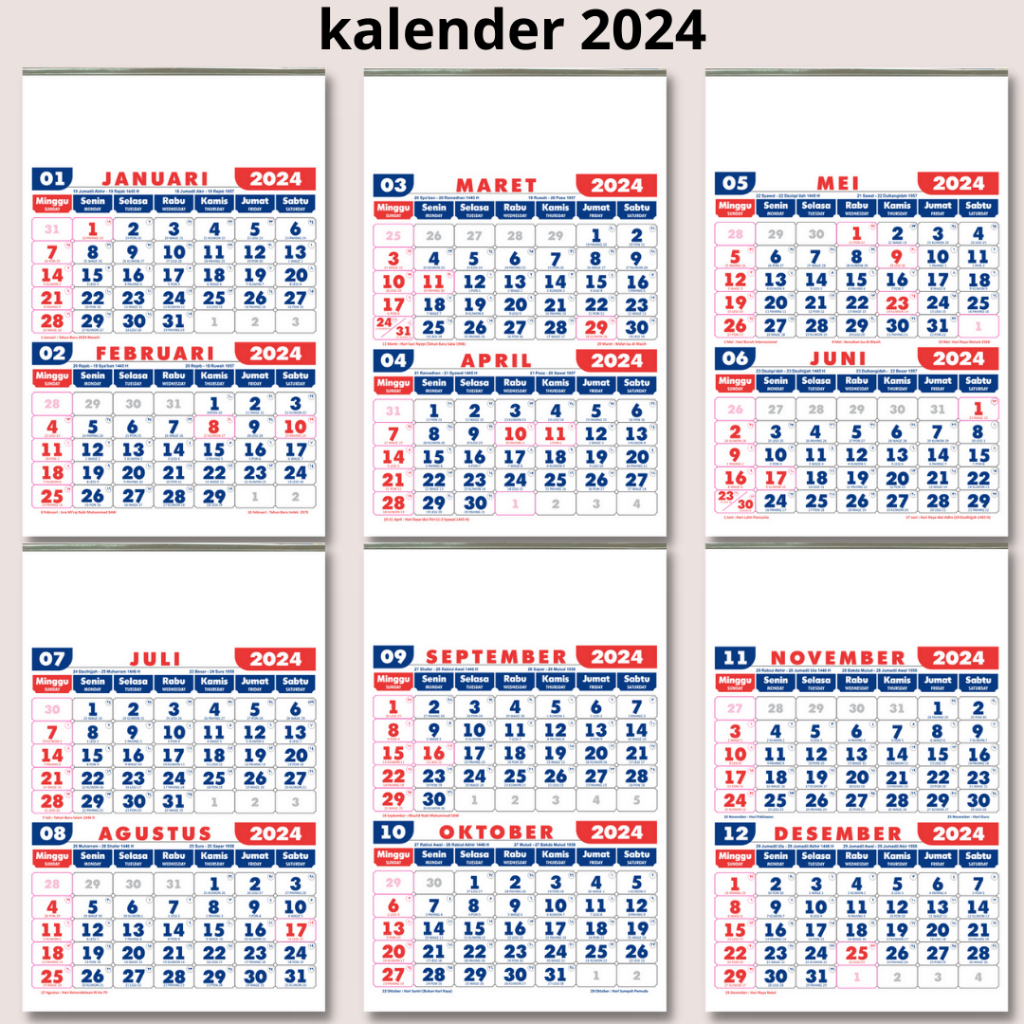 Jual Kalender tahun 2024 ( 6 lembar dwi wulan ) | Shopee Indonesia