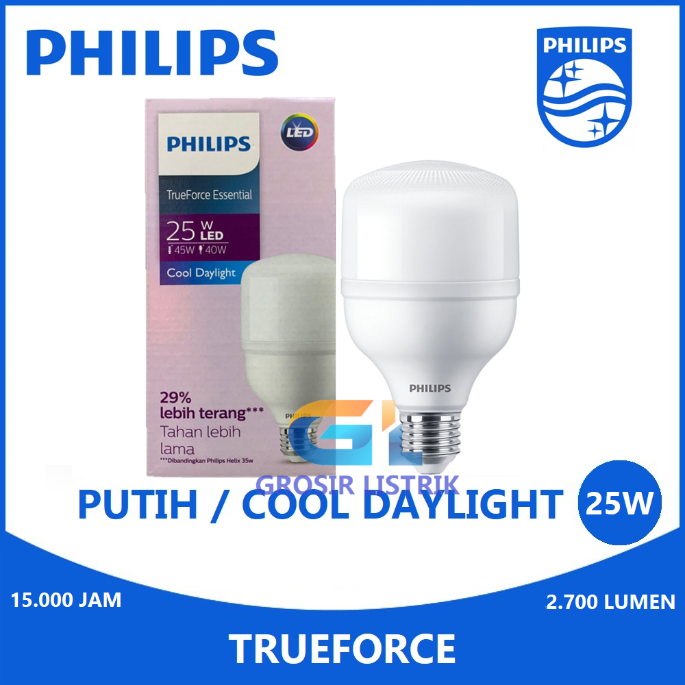Jual Lampu Philips LED TrueForce Ess 25W Putih Cool Daylight 6500K Essential (25 Watt 25 W ...