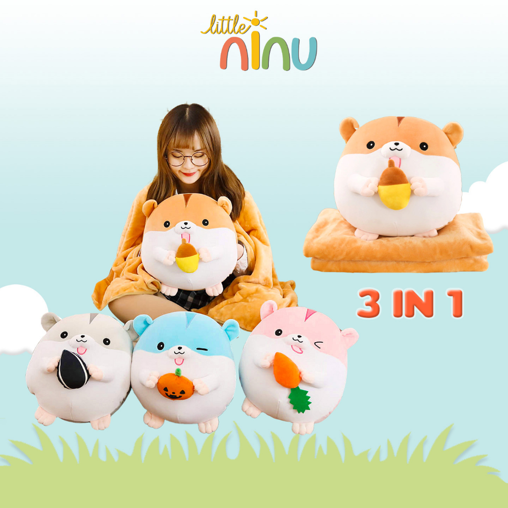 Jual LITTLE NINU Bantal Selimut Balmut Boneka Plushie Blanket Karakter ...