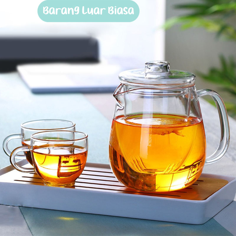 Jual BLB Tea Pot Kaca Infuser Teh Pot Saringan Kaca Tahan Panas 750ML ...