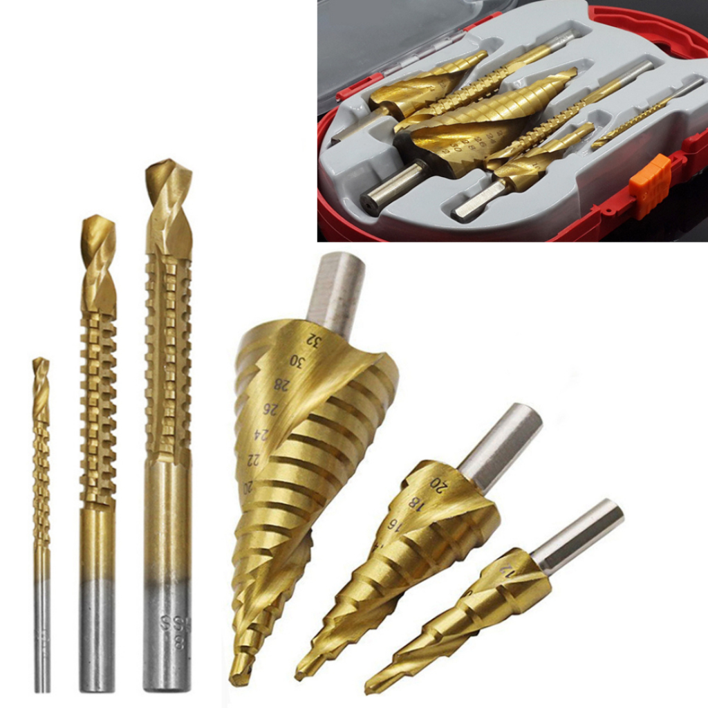 Jual MATA BOR SET HSS PAGODA M4 M5 M6 Pagoda Sawtooth Step Drill Set Woodworking Slotting 6 PCS ...