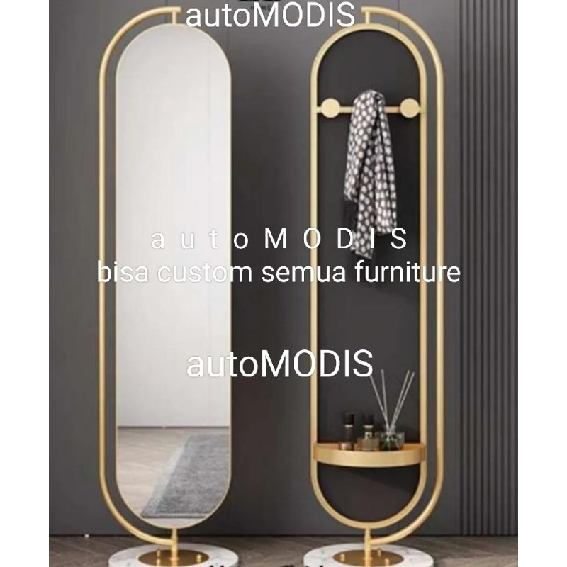 Jual KACA CERMIN FULLBODY SELURUH BADAN BER RODA CUSTOM EMAS GOLD PUTAR ...