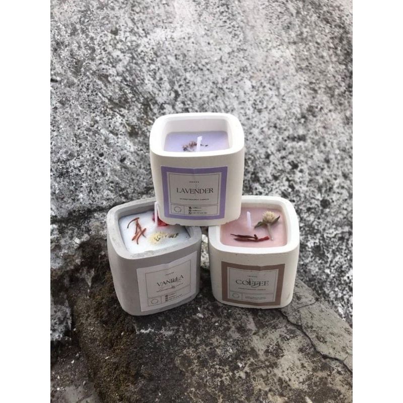 Jual (BOX) LILIN AROMA TERAPI POT PERSEGI | SCENTED CANDLE POT CONCRETE ...