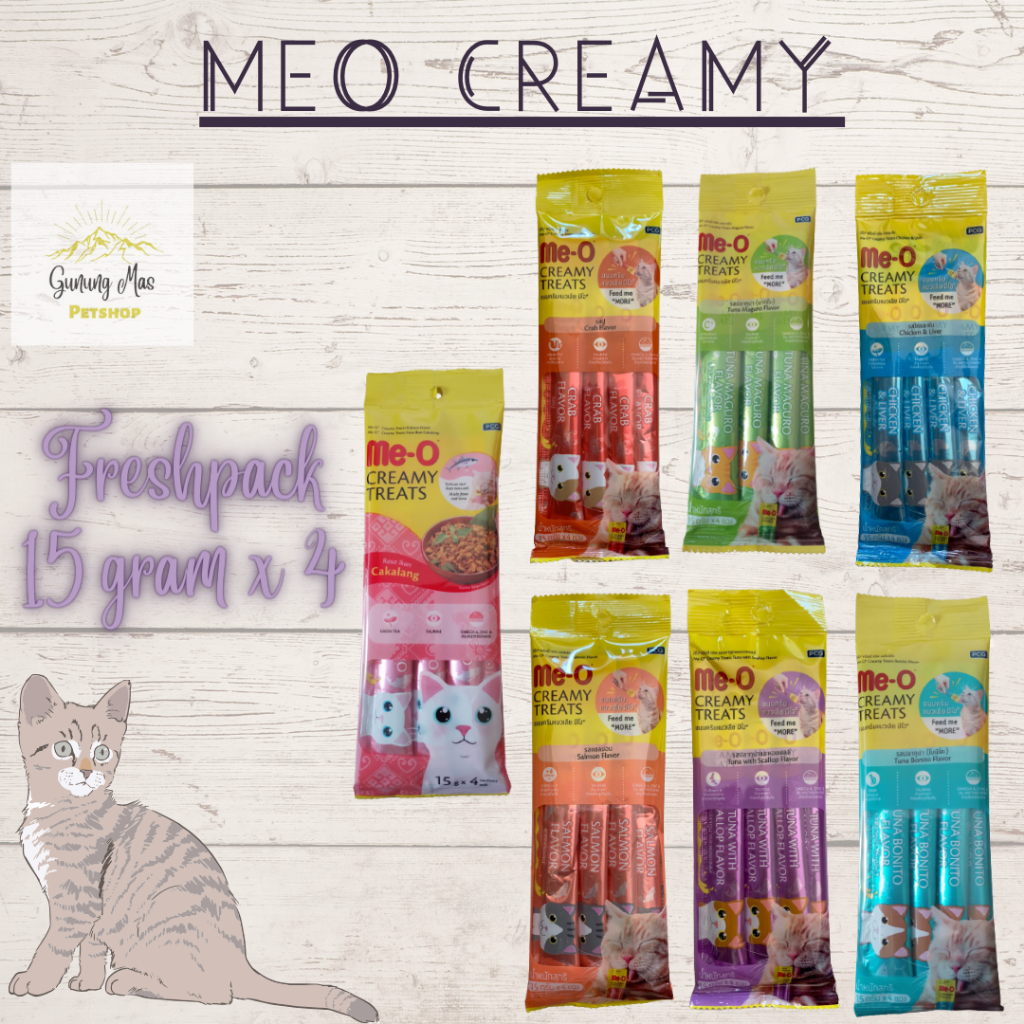 Jual MEO CREAMY TREATS 15 GRAM ISI 4 - SNACK KUCING LIQUID | Shopee ...