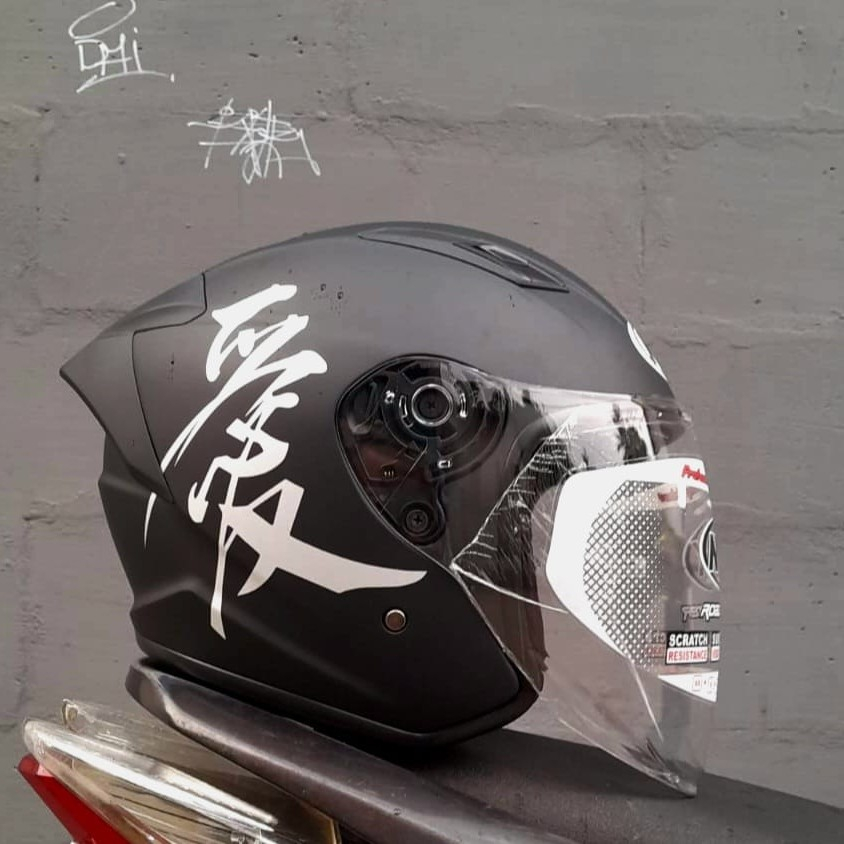 Jual HELM NHK R1 MAX KANJI BLACK DOP DOBLE VISOR HELM HALF FACE ...