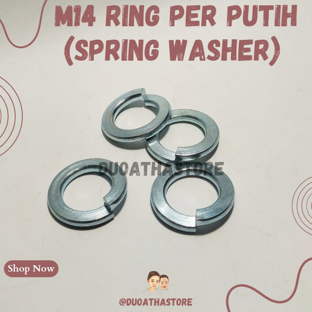 Jual M14 RING PER BESI PUTIH 14mm SPRING WASHER GALVANIS | Shopee Indonesia