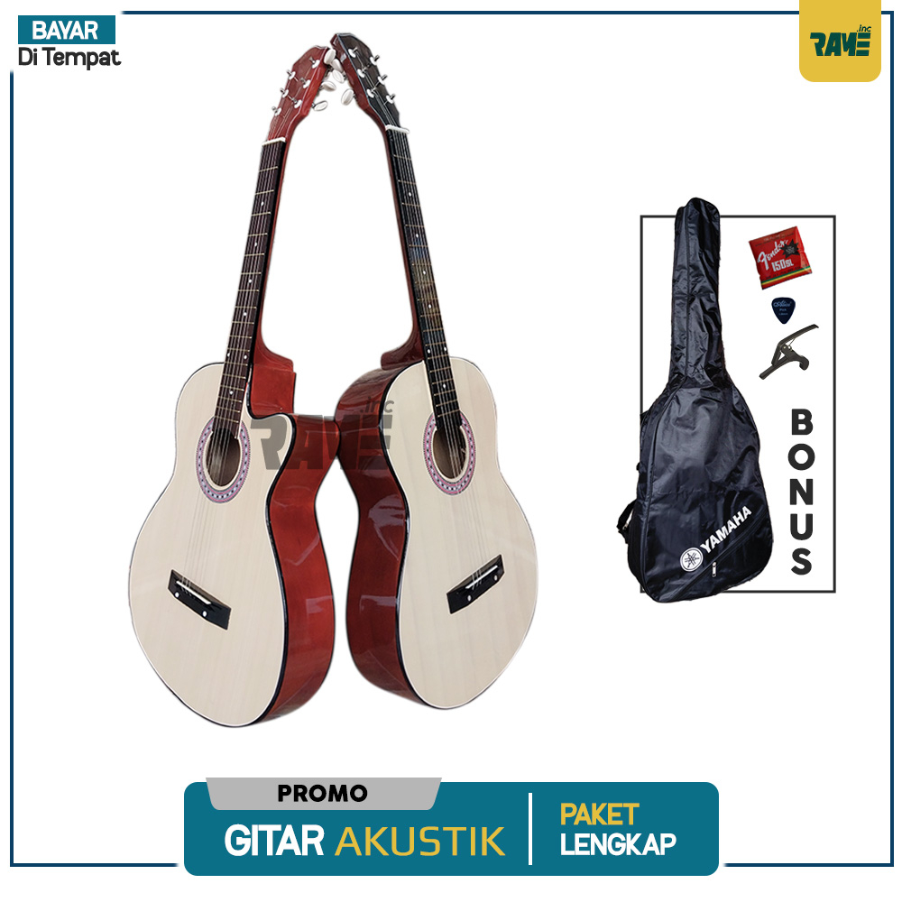 Jual [COD] Gitar Akustik Murah Yamaha Pemula warna natural senar ceper ...