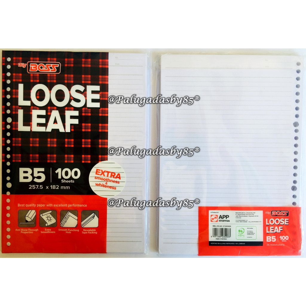 Jual (1 Pak Isi 100 Lembar) Grosir Loose Leaf BIG BOSS B5 100 Lembar / BigBoss Loose Leaf 100 B5 ...