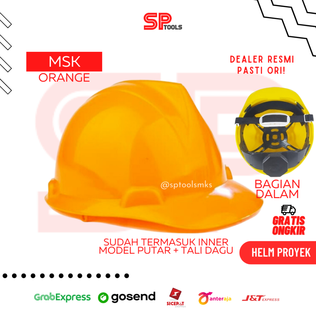 Jual HELM HELEM PROYEK / SAFETY HELMET TOPI PELINDUNG MSK ORANGE ...