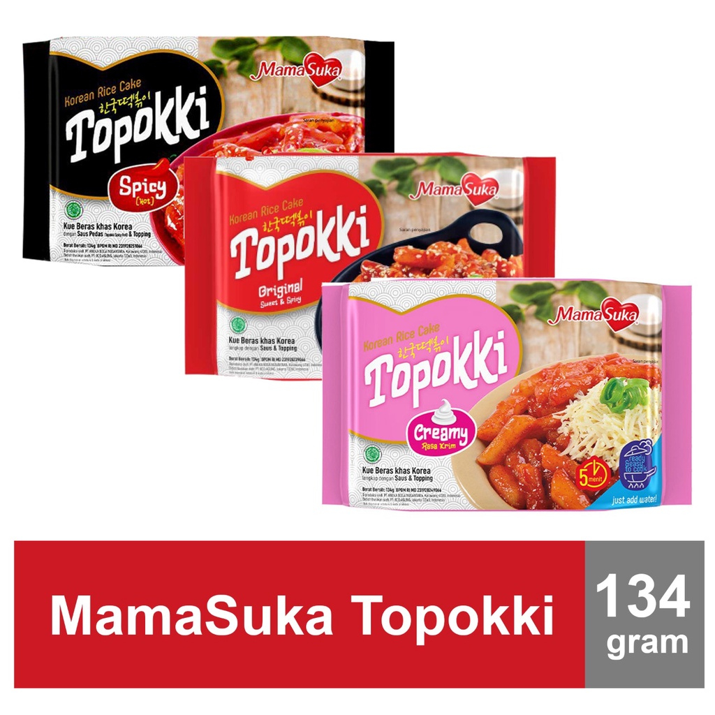Jual Topokki Mamasuka 134 gram snack instan HALAL korean rice cake ...