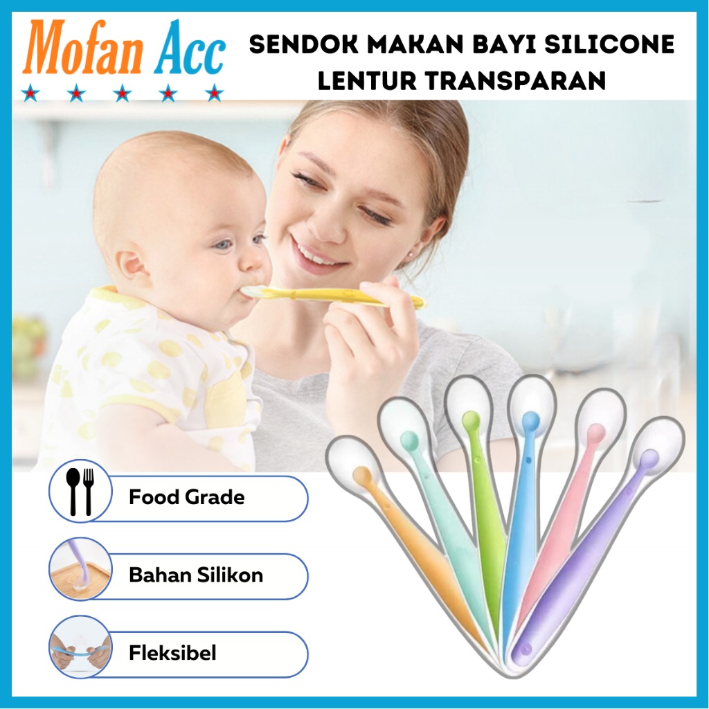 Jual Sendok Makan Bayi Mpasi 6m+ Silikon Transparan / Baby Spoon ...