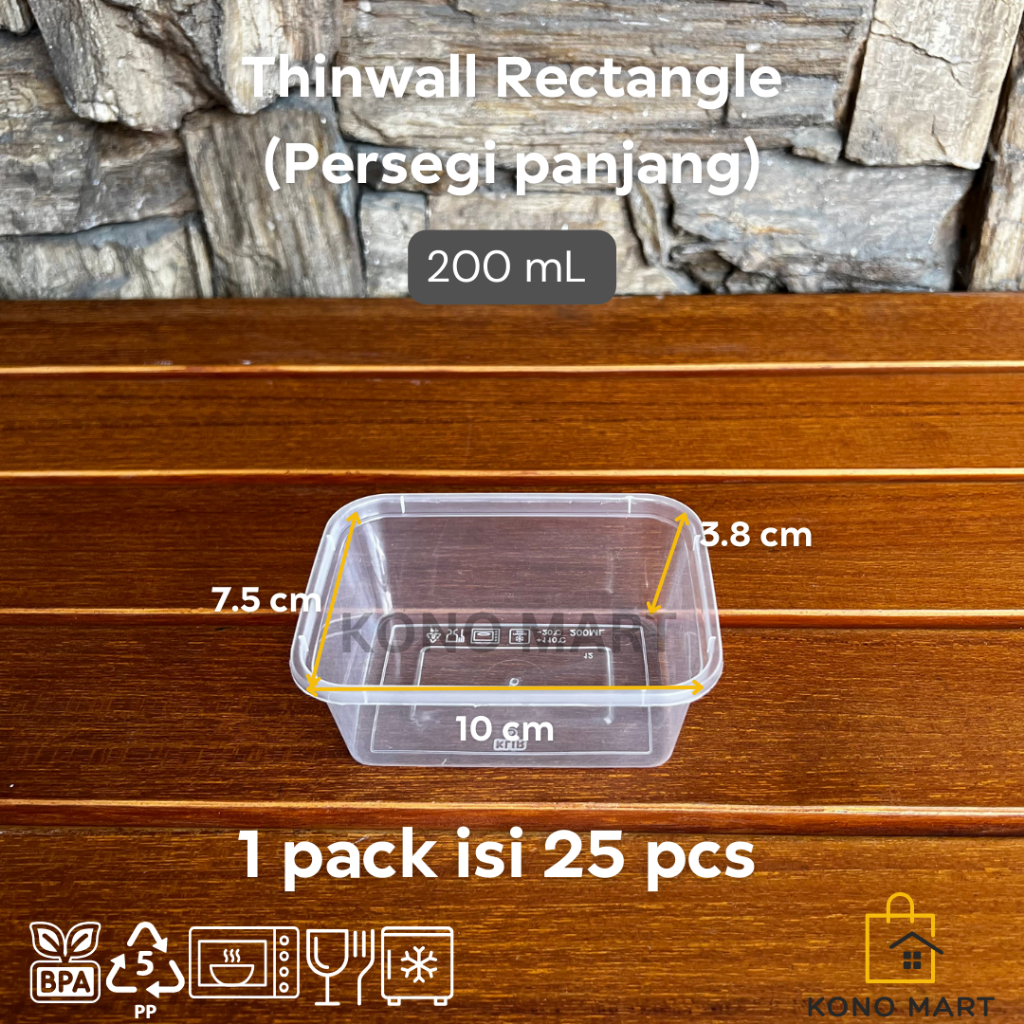 Jual [ISI 25 PCS] Thinwall Persegi Panjang Rectangle 200 250 300 500 650 750 1000 | Shopee Indonesia