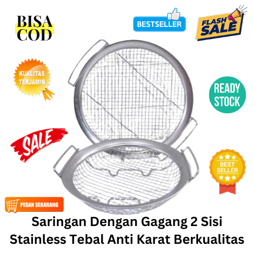 Jual [BISA COD] DISKON Saringan Dengan Gagang 2 Sisi Stainless Tebal ...