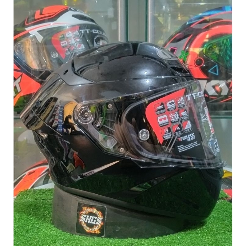 Jual kyt tt course black glossy paket ganteng visor iridium blue red ...