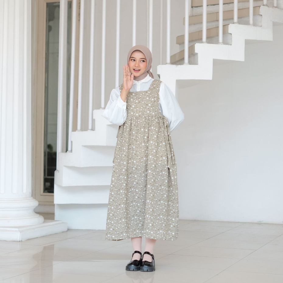 Jual HIMARI MIDI DRESS | DRESS MIDI KOREA | overall motif bunga floral ...
