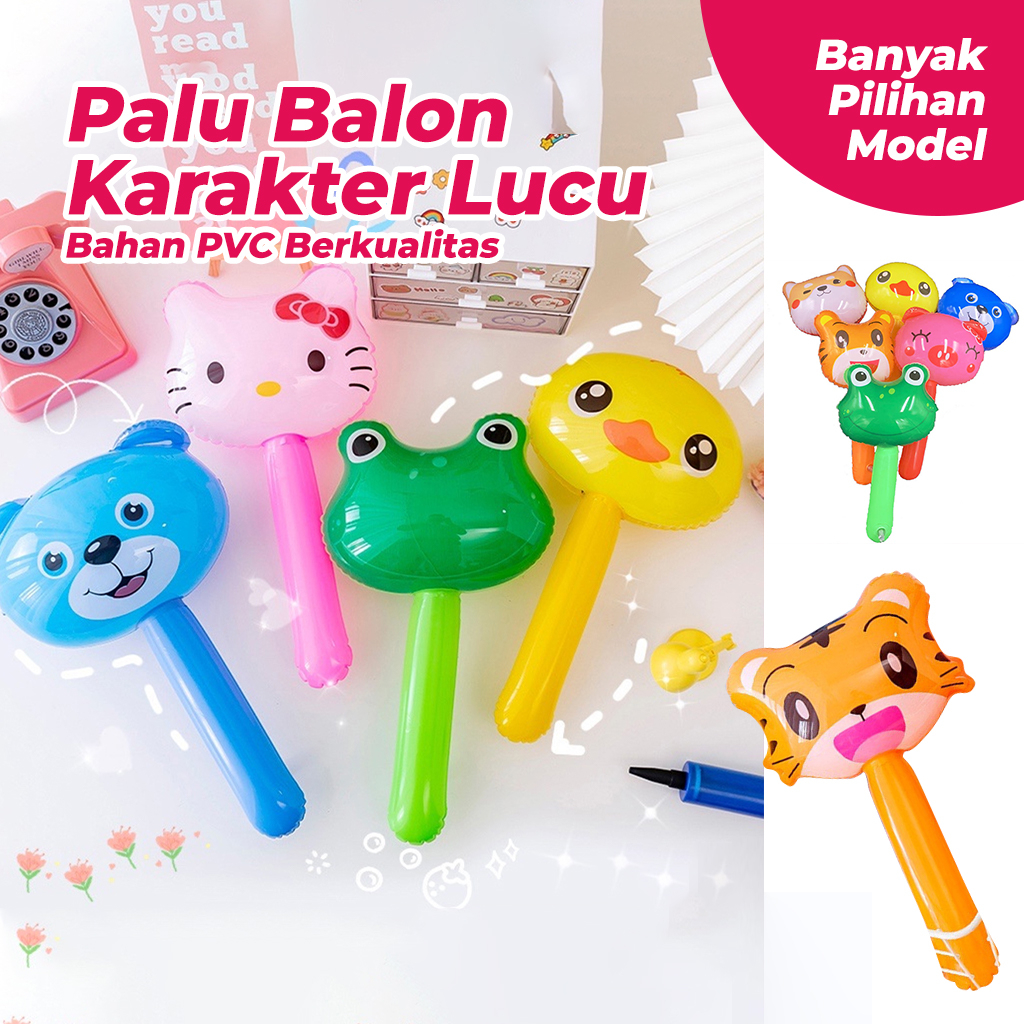 Jual SNI Mainan Palu Balon Krincingan Karakter Animal - Palu Krincingan ...