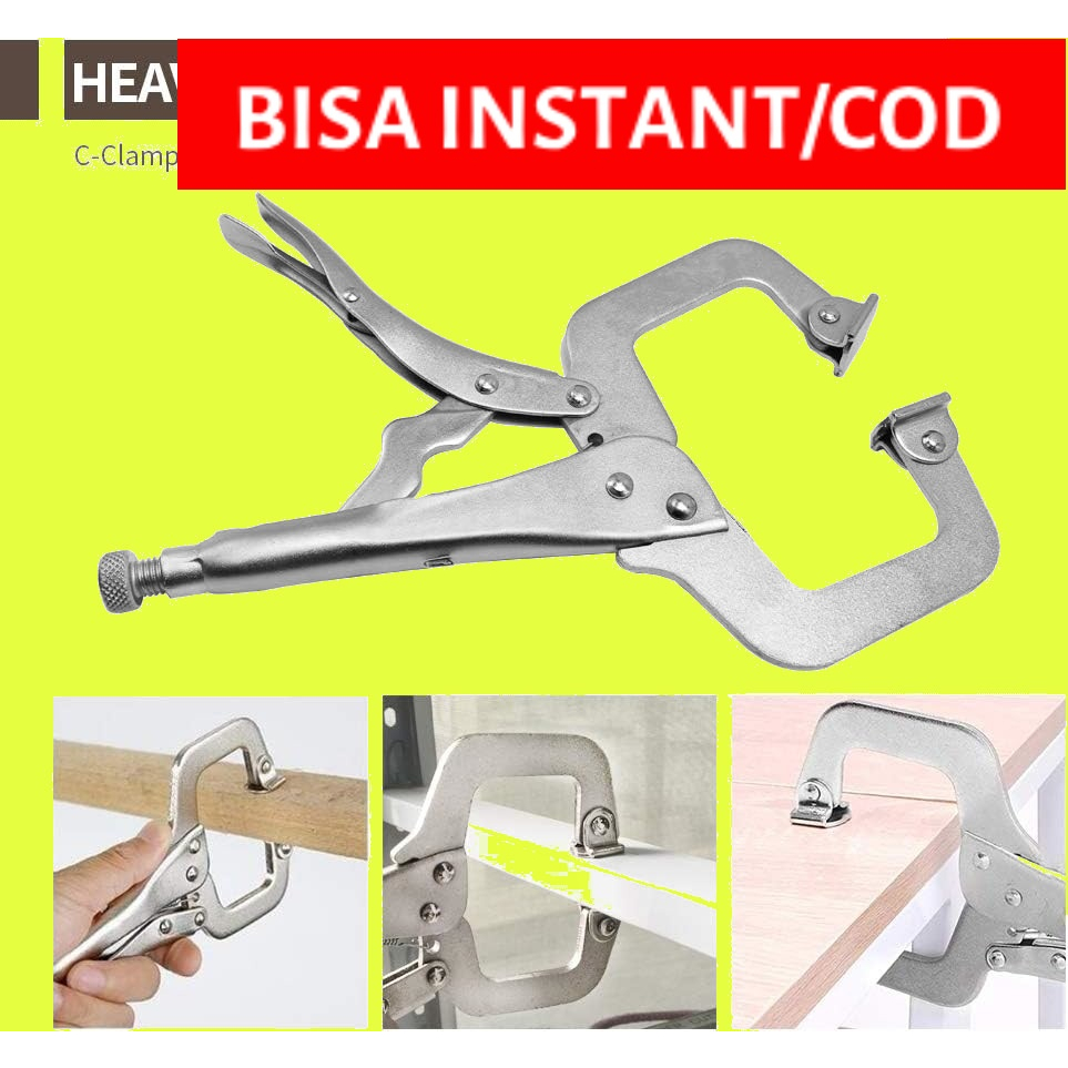 Jual (BISA INSTANT/COD) Tang Jepit C Clamp Swivel Pad Lock Grip Murah ...
