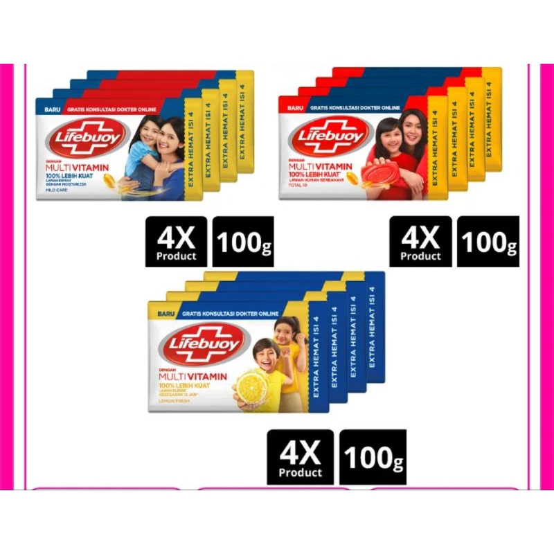 Jual Lifebuoy Sabun Batang Antiseptik Lemon Fresh 4 X 100G 110 | Shopee Indonesia