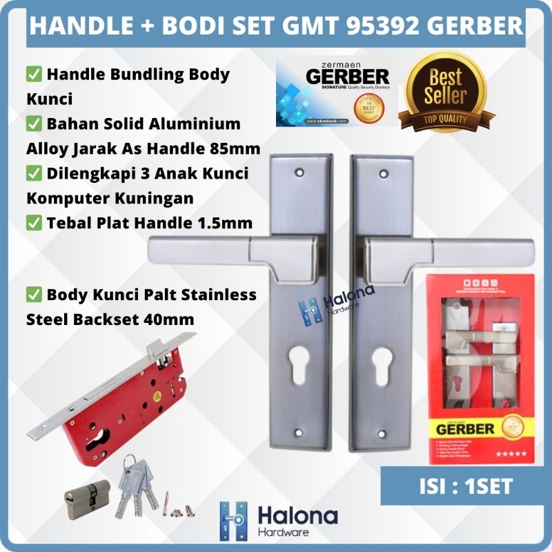 Jual HANDLE PINTU BESAR 1 SET GMT 95392 GERBER - KUNCI PINTU BUNDLING ...