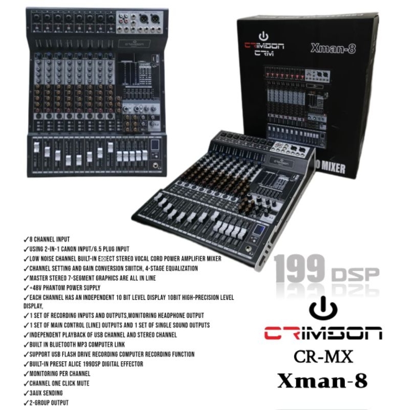 Jual CRIMSON CR MX CRMX XMAN 8 XMAN8 199 DSP PROFESSIONAL MIXER MIXING CONSOLE WITH POWER ...