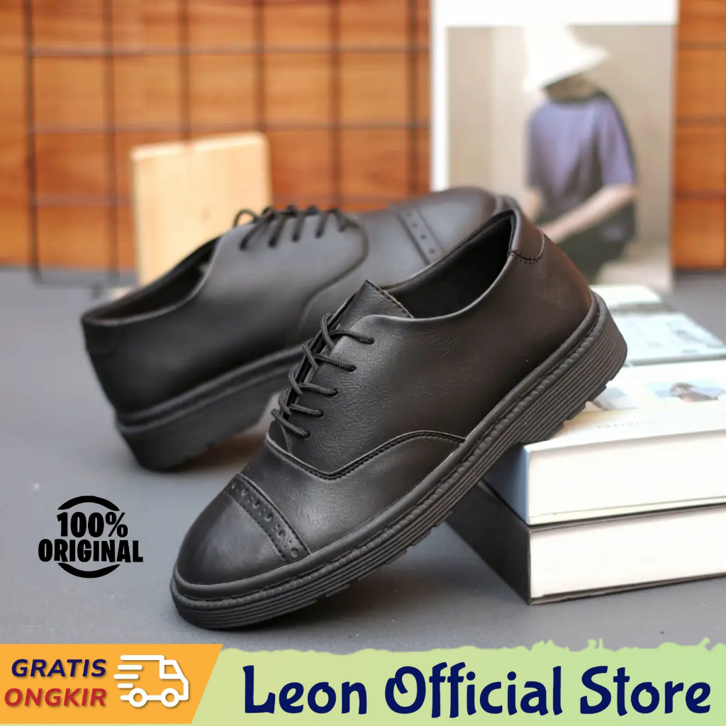 Jual LEON Mosley Sepatu Pantofel Formal Low Boots Tali Kulit Sintetic ...