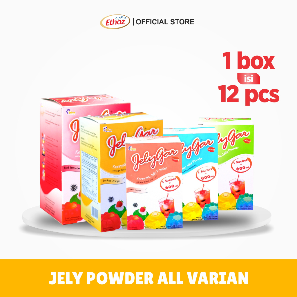 Jual ETHOZ JelyGar Jelly powder / tepung Jeli Agar bubuk 600 ml x 12 ...